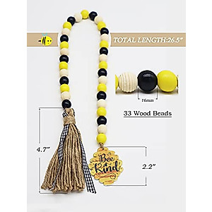 Wood Bead Garland with Tassel, Welcome Sign for Front Door, 2pcs