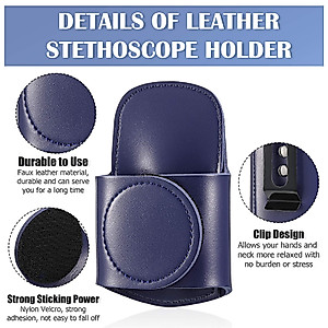 Artificial Leather Stethoscope Holder Handmade Stethoscope Hip Holder with Clip to Protect from Neck Carrying or Loss for Holding Your Stethoscope (Blue,1 Piece)