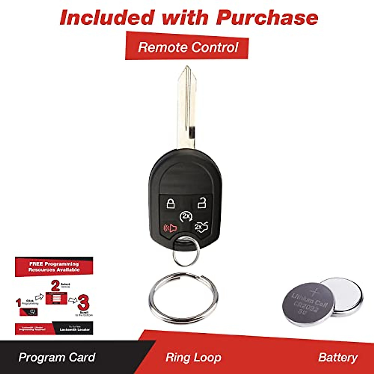 KeylessOption Keyless Entry Remote Control Fob Uncut Blank Ignition Car Key Remote Start for CWTWB1U793