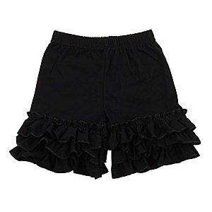 Slowera Baby Toddler Girls Cotton Icing Ruffles Shorts Pants (Black, M: 3-4 Years)