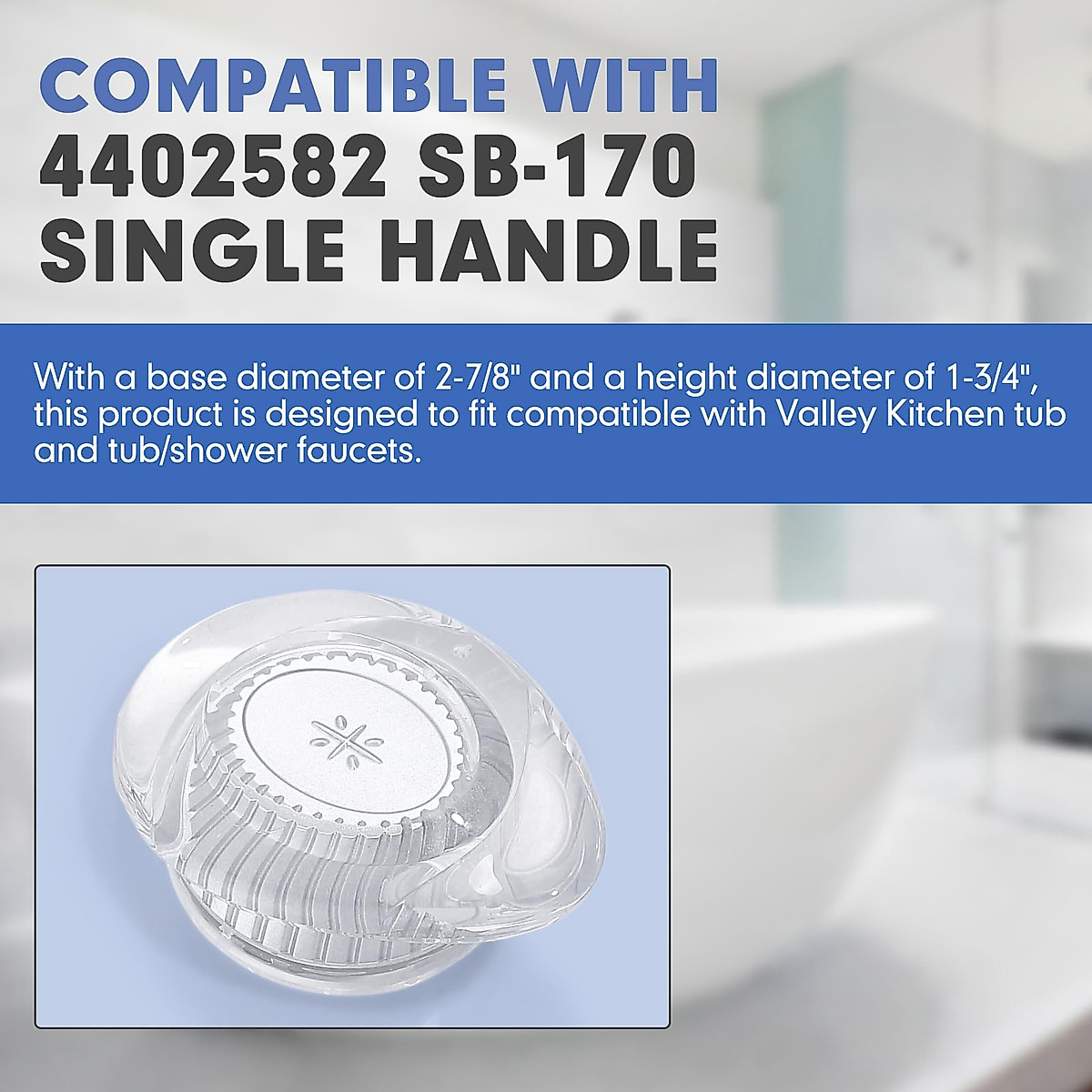 LIBERAQUAR Sb-170 Single Handle, for Use with Valley Kitchen, Lavatory and Tub and Shower Faucets, Acrylic, 2-7/8" W x 1-3/4" Base, Clear