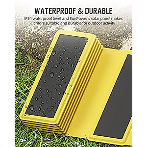 Shargeek Solar Panel Charger with USB Port, 12W IP54 Waterproof Portable and Foldable Hiking Camping Gear USB Solar Panel Compatible with iPhone, iPad, Samsung Galaxy, and More