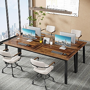 Tribesigns Two Person Desk, 78.7-Inch Extra Long Office Computer Desk for Two People, Double Long Desk Workstation for Home Office, Rustic Brown