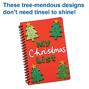 Baker Ross AR713 Christmas Tree Glitter Stickers - Pack of 100, Christmas Stickers for Arts and Crafts