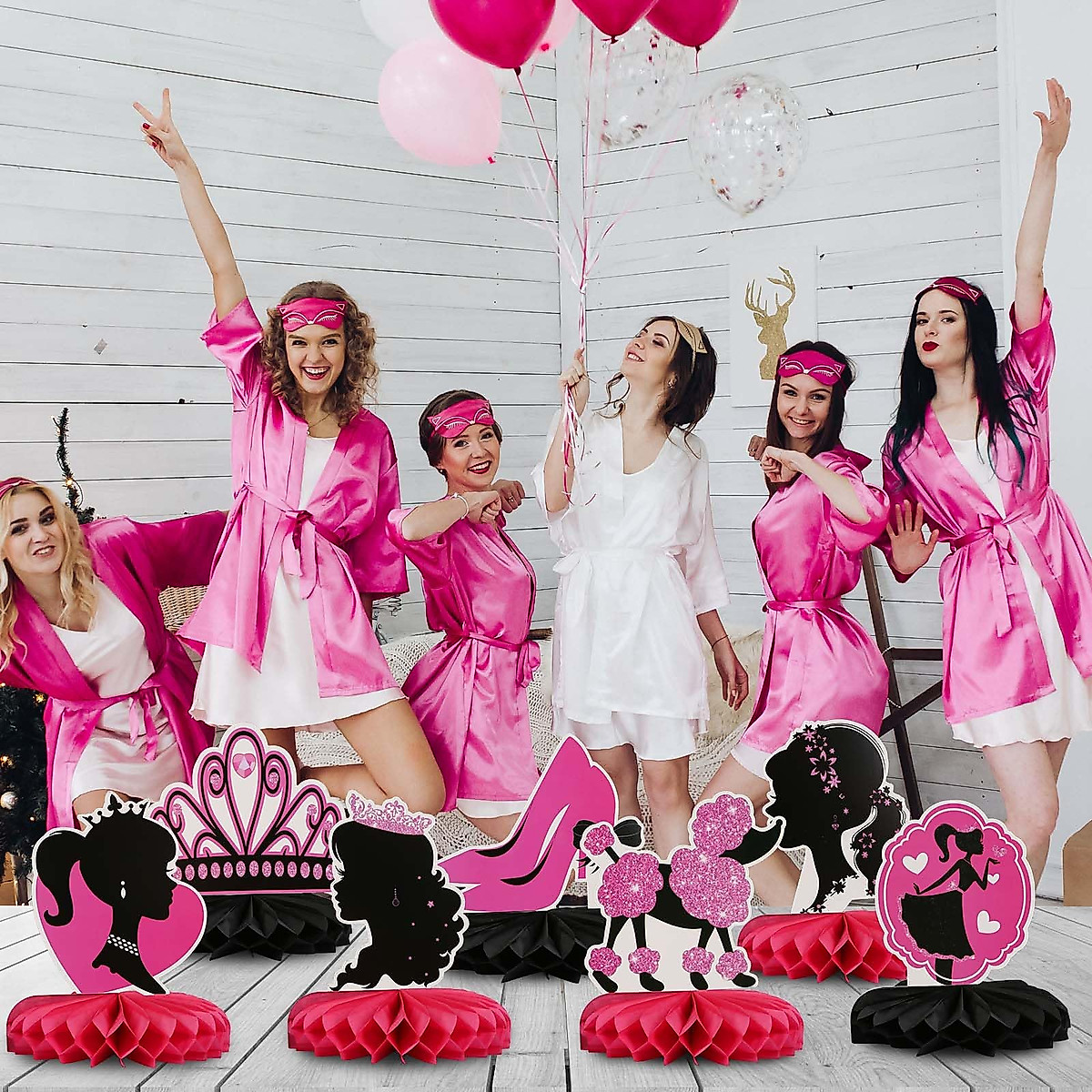 SUNKIM Pink Girls Party Decorations Pink Girls Honeycomb Centerpiece Princess Hot Pink Birthday Party Decorations Pink Girls Birthday Decorations for Pink Girl Bridal Princess