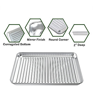 N&S AMOCWJ Stainless Steel Baking Pan with Rack , Cookie Sheet with Cooling Rack,Baking Tray For Oven,Nonstick Baking Sheet Warp Resistant & Heavy Duty & Rust Free (XL), Silver (BK252)