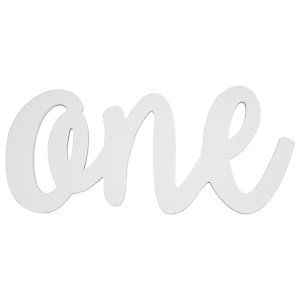 ONE Sign (Large 17in/Wooden/White), 1st Birthday Party and Baby Shower Decorations, Photo Prop, Wall Decor, Table Display, Baby Chair Photo Booth Props