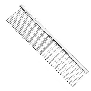 Chris Christensen 005 7.5 inch Fine/Coarse Long Tooth Greyhound-Style Butter Comb, Groom Like a Professional, Rounded Corners Prevent Friction and Breakage, Solid Brass Spin with Steel Teeth, Chrome