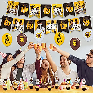 Baseball Team of San-Diego Birthday Party Decorations, Baseball Theme Party Supplies with Happy Birthday Banner, Cake Topper, Cupcake Toppers, Balloons for Kids Adults Birthday Party Favors