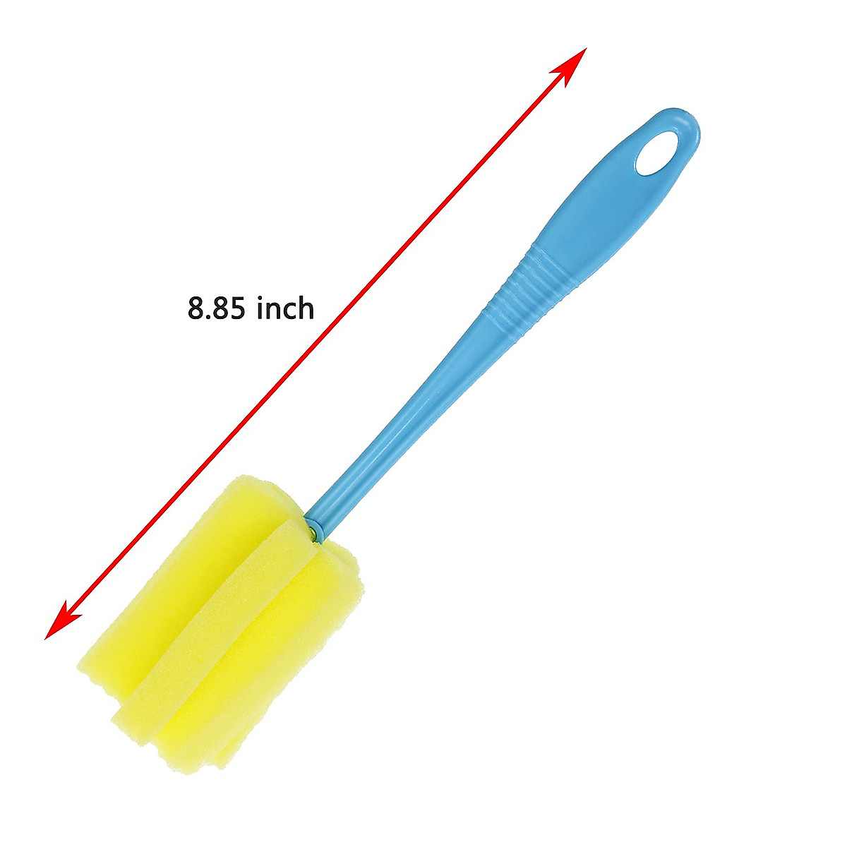 Mini Skater 6Pcs Sponge Cleaning Brush Long Plastic Handle Feeding Bottle Milk Bottle Cleaner Cup Cleaning Brush for Glass Winebottle Coffee Tea Glasses Pot Water Bottle,Random Color