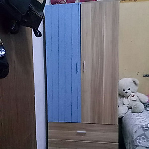 SimpleLife4U Blue Wood Grain Furniture Paper Self-Adhesive Shelf Liner Table Door Sticker 17.7 Inch by 9.8 Feet