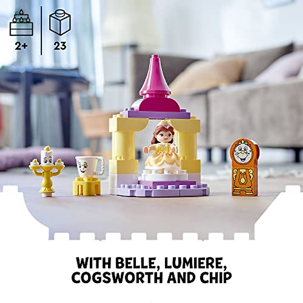 LEGO DUPLO Disney Princess Belle's Ballroom Castle 10960, Beauty and The Beast Set, Toy for Toddlers, Girls and Boys 2 Plus Years Old