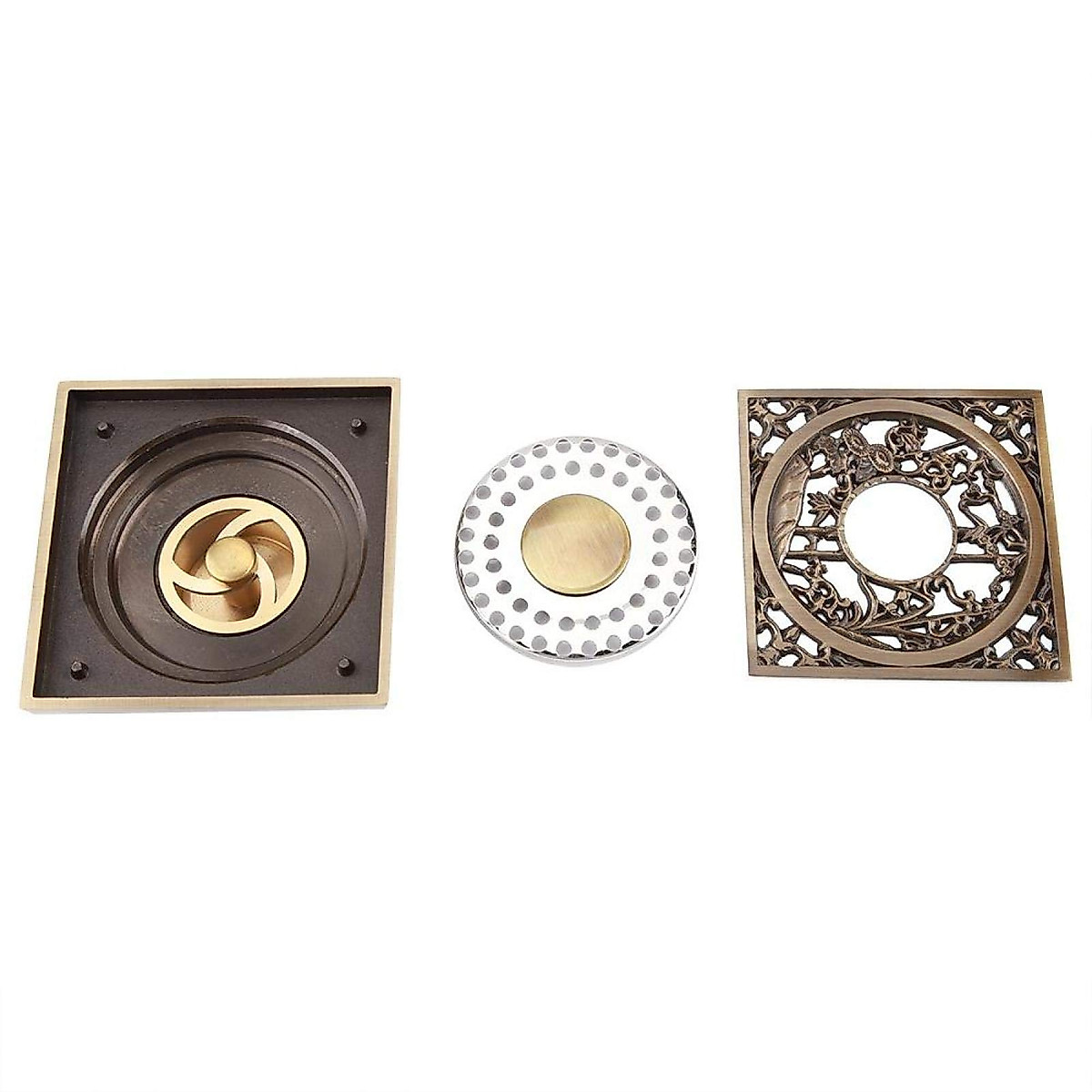 Haofy Shower Drain Hair Catcher, Shower Drain Hair Catcher, Brass Shower Floor Waste Drain Strainer Cover for Bathroom Bathtub and Kitchen Drain Cover(C)