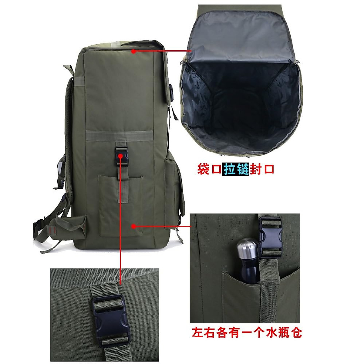 Aeseark Travel Backpack-120L Hiking Backpack Waterproof Military Camping Rucksack Daypack,Climbing Bags (black-120L)