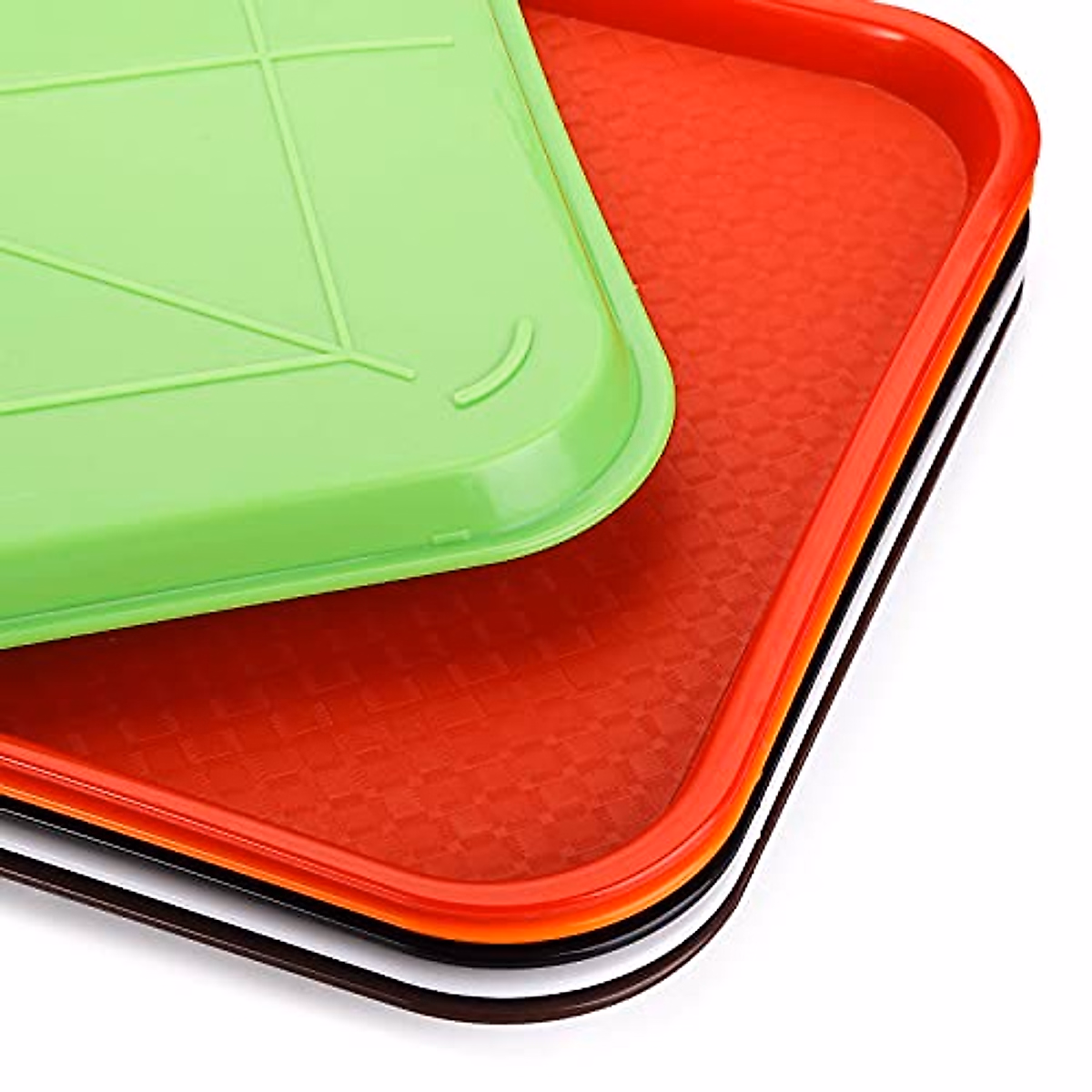 Yarlung 6 Pack Plastic Fast Food Trays, 16x12 Inches Restaurant Serving Trays Set for Coffee Table, Kitchen, Party, 6 Colors