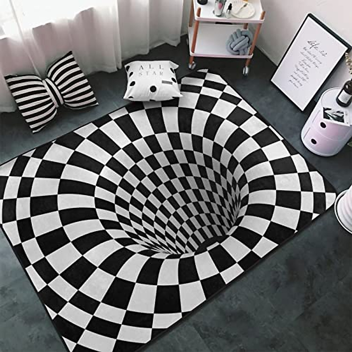 GAGNONLEE 3D Vortexes Illusion Large Rugs Floor Mat Modern Carpet for Home Decoration Area Rug Cozy Art Decoration Polyester Carpet 60 x 40 inch, 60inchL x 40inchW