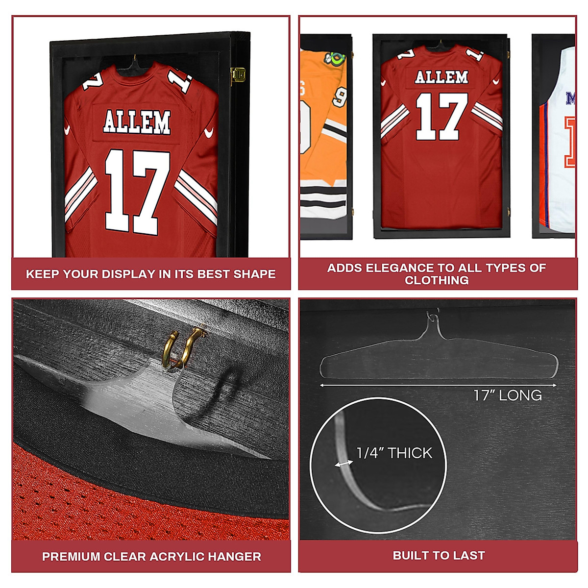 Pennzoni Display Co. Clear Acrylic Hanger - Jersey Display Hanger - Crystal Clear Acrylic Hanger for Jersey, T-Shirt, Uniform & Wedding Dress Displays