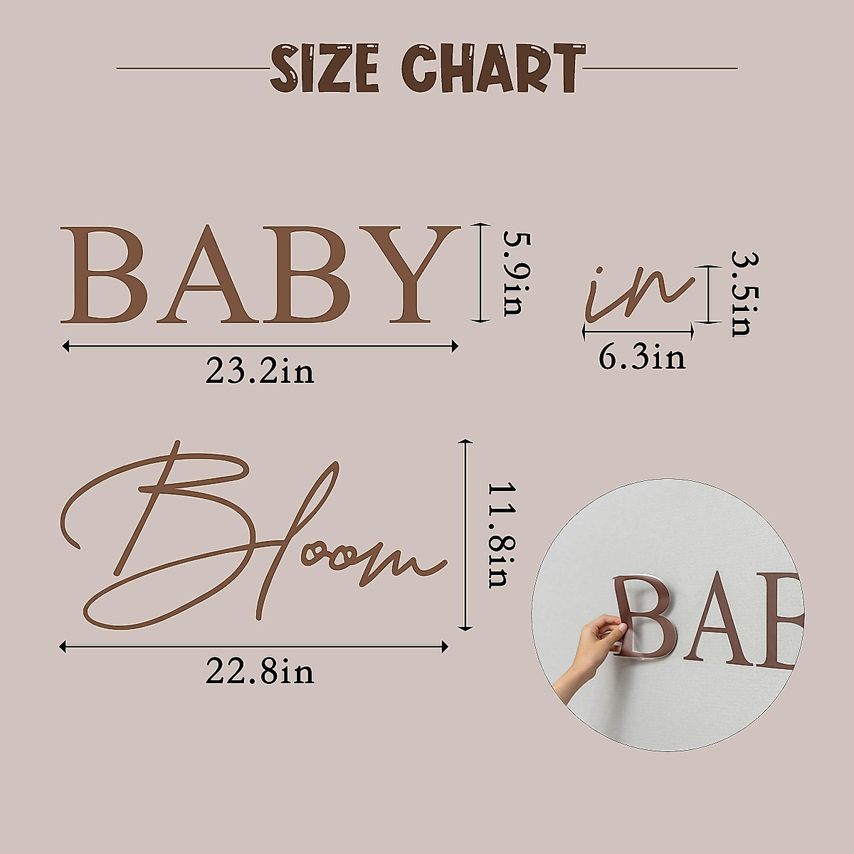 Baby in Bloom Baby Shower Party Decal Sign - Gender Reveal Girl or Boy Baby Shower Decal Sign, Baby Shower Pregnancy Wall Decoration Decor