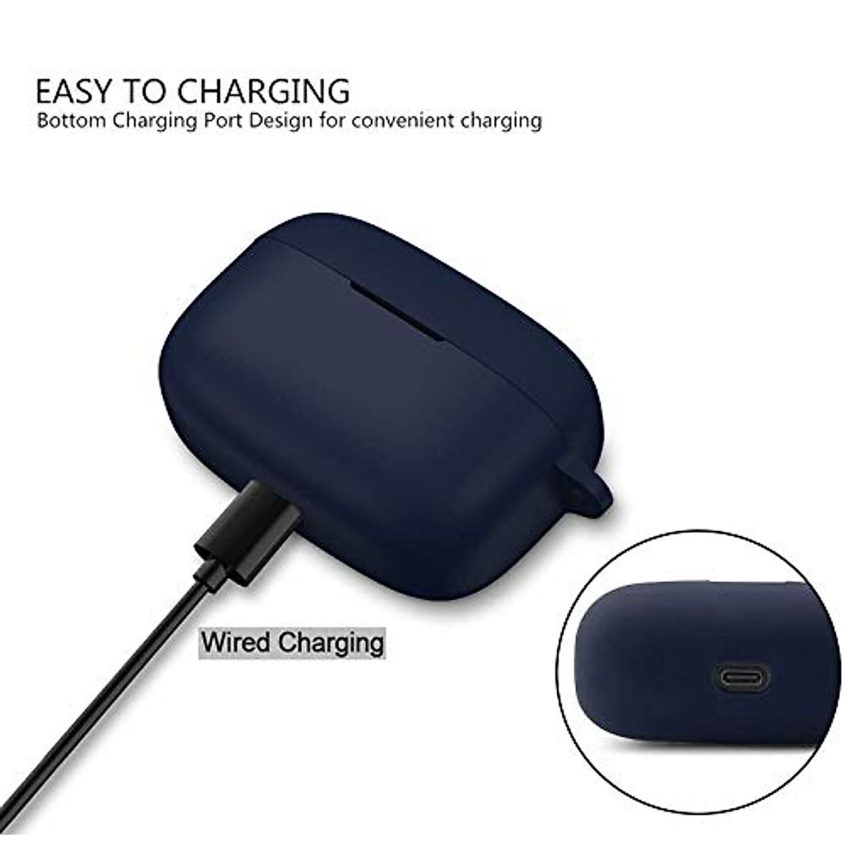 Ankersaila Soft Silicone Shockproof Protective Case with Keychain Compatible with JBL Live 300 (Midnight Blue)