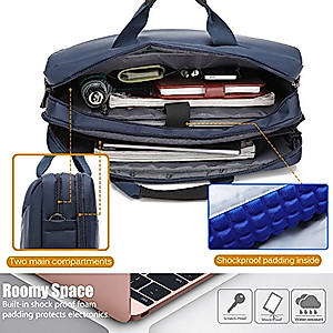 CoolBELL 17.3 inch Laptop Messenger Bag Multi-functional Briefcase Multi-compartment Handbag Include shoulder strap For Macbook/Acer/HP/Dell Alienware/Lenovo/Men/Women (Blue)