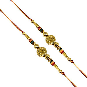 TheNext7 OM Rakhi for Brothers, Om Design Rakhi Thread Raksha Bandhan Gift for Your Brother Vary Color and Multi Design - Set of 2