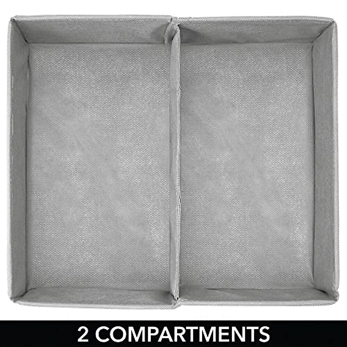 mDesign Fabric Divided Drawer Organizer Bins, Kids/Baby Nursery Dresser, Closet, Shelf, Playroom Organization, Hold Clothes, Toys, Diapers, Bibs, Blankets, Lido Collection, 2 Pack, Gray Herringbone