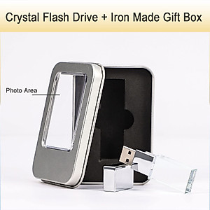 Laak 16GB New Crystal Transparent Rectangle Genuine USB Flash Drive 3.0 Wedding Gift Pendrive,Silver