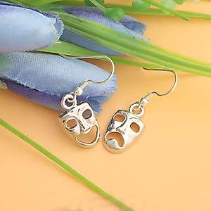 Gzrlyf Comedy and Tragedy Mask Earrings Drop Dangle Earrings Drama Masks Jewelry Theater Gifts (drop dangle earrings)