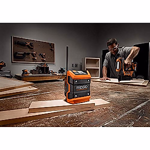 Ridgid R84086B 18V Lithium Ion Cordless Mini Bluetooth Radio w/ Clock and USB Smart Phone Charging (Battery and Charger Not Included / Radio Only)