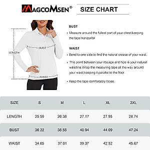 MAGCOMSEN Women's Tennis Polo Shirts UV Shirt Long Sleeve Collared Golf Athletic Shirts UPF 50+ Sun Shirt Women White, 2XL