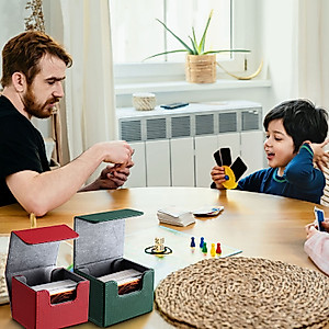 Vicenpal 10 Pieces Leather Deck Game Card Box Magnetic Card Game Box Case for 100 Plus Playing Cards, Card Storage Box Compatible with MTG Commander Decks