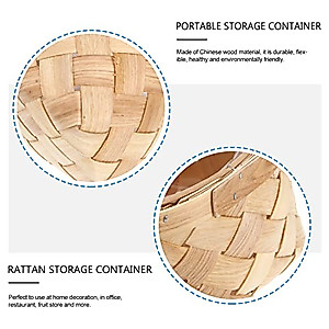 MAGICLULU Little Red Riding Hood Basket 1pc Natural Woven Wood Storage Basket with Handle Handwoven Bamboo Carrying Basket Wooden Woven Storage Basket for Home Storage (Medium) Storage Container