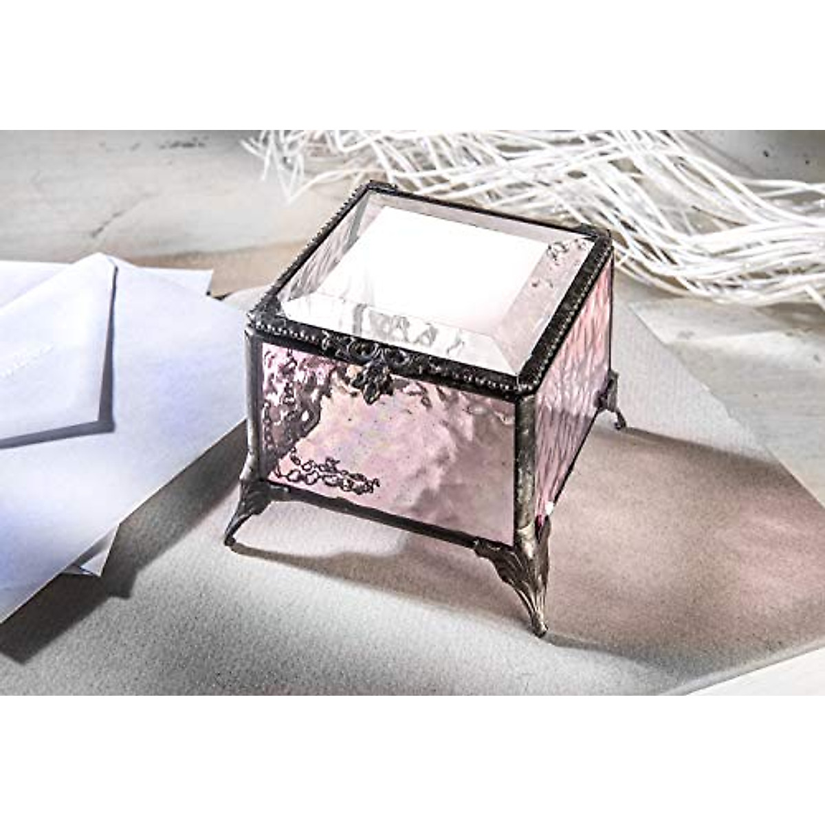 Baptism Gift for Girls Personalized Keepsake Box Pink Stained Glass Engraved Jewelry J Devlin Box 903 EB222 (Pink)