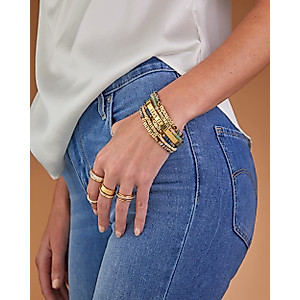 INSPIRED VOICES Family Letter Bracelets - Sister Bracelet, Grandma Bracelet, Mom Bracelet - Sister Gifts for Women (MOM/Gold Plated/Blue)