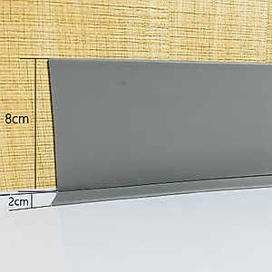 DAILISEN Vinyl Flexible Wall Base Baseboard Molding Trim,Floor Molding,19.68ft L × 3.94in W,Crease Design for Easy Installation. Cover The Crevices to Avoid Trapping Dust.Grey