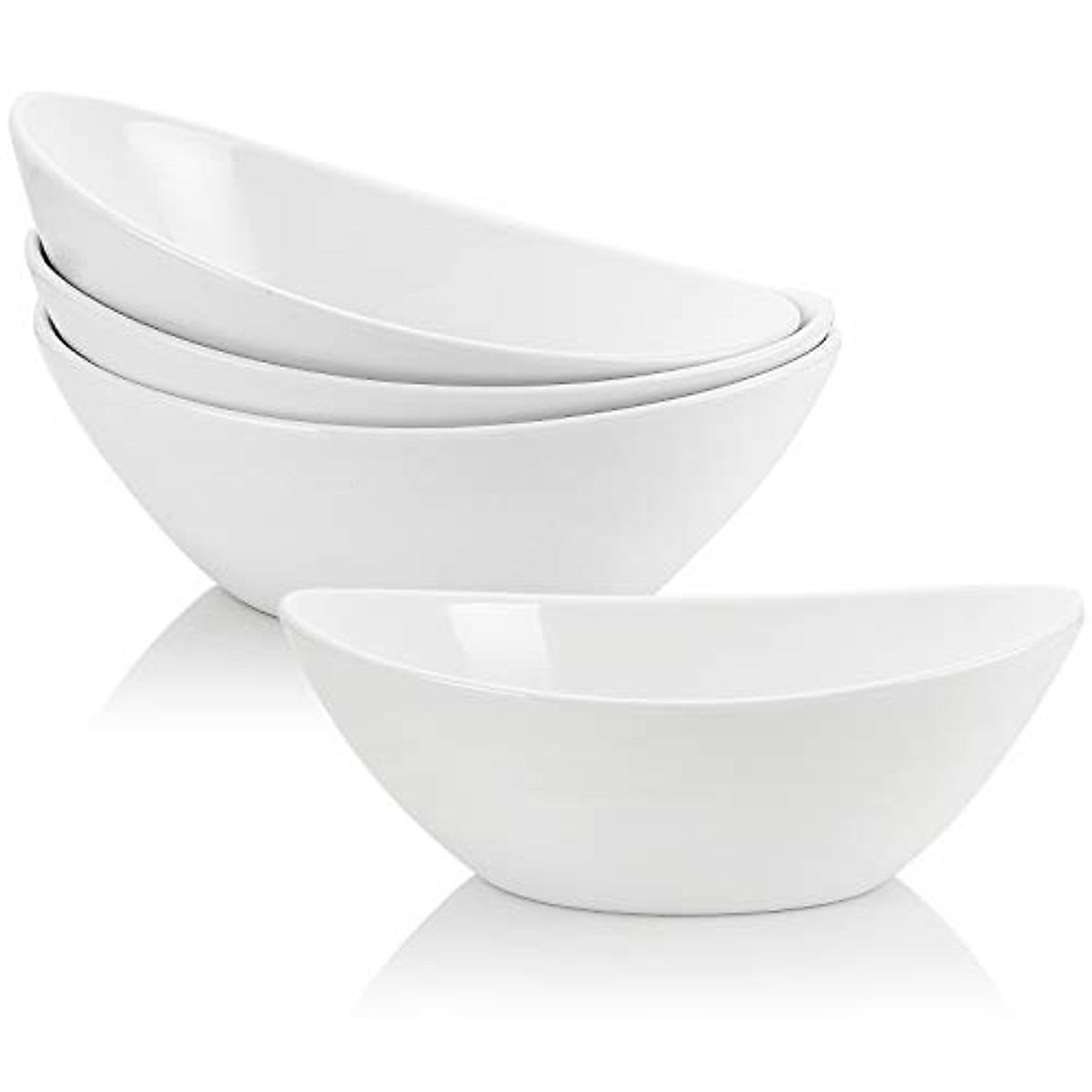 Lawei 4 Pack Porcelain Serving Bowls, 36 Oz Oval Ceramic Mixing Bowls, 9" Large Serving Dishes for Salads, Spaghetti, Dessert, Veggie, Potatoes and Fruits, Side Dishes, Microwave & Dishwasher Safe