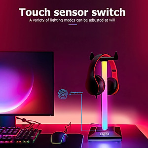 RGB Gaming Headset Stand Type C USB LED Headphone Holder for Desk Desktop Mood Lighting, Sleeping Light Table Lamps Daily Night Lights