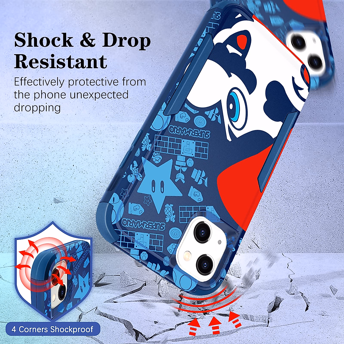 Oqplog for iPhone 14 Case 6.1" Heavy Duty Phone Case for Girls Kids Women Boys Cute Anime Cartoon Hard Triple Layers Cover Full Body Rugged Military Grade Shockproof Cases for Apple iPhone14 Maro