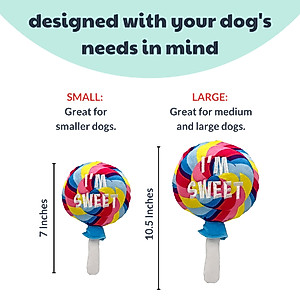 Huxley & Kent for Dogs | I'm Sweet Lollipop (Small) | Easter Spring Funny Dog Toy | Power Plush Dog Toy with Squeaker | Dog Gift | Fun, Durable, and Safe | H&K Squeaky Dog Toy