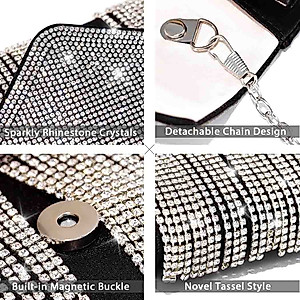 Yokawe Crystals Clutch Purses for Women Bling Tassel Rhinestone Evening Bag Crossbody Bags Wedding Prom Club Party Handbags