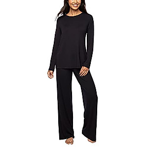 Vanity Fair Women's Beyond Comfort Modal Pajama Set (Short & Long, Long Sleeve-Black, Medium