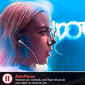 RAYZ Pioneer Pro Lightning & USB-C Earphones/Smart Wired, Active Noise Cancelling Earbuds Microphone Volume Control | for Apple iPhone Mac iPad, Android, Nintendo Switch, Google Pixel - Ice