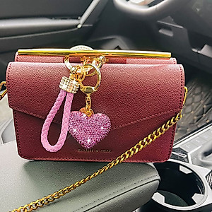 TX-INNO AUTO Crystal Car Keychain for Women with Sparkly Rhinestones Pink Heart Shape, Pretty Key Chains for Girls Birthday Christmas Easter Valentines Day Mothers Day Gifts