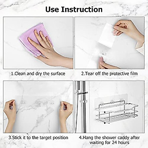 Comsmart Shower Caddy Adhesive Replacement, No Drilling Strong Stick 2 PCS Transparent Rectangle Shower Shelf Adhesive for Shower Caddy, Soap Holder, Bathroom Storage Shelves and Kitchen Racks