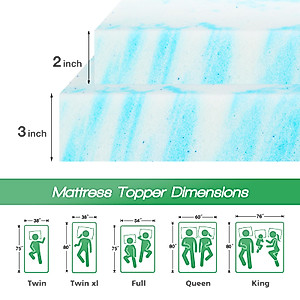 Mattress Topper, 2 Inch Twin Size Cooling Memory Foam Mattress Bed Topper for Sleeper Sofa, RV, Camper, CertiPUR-US Certified