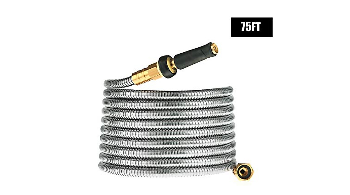Rosy Earth 75 FT Expandable Metal Garden Hose - Durable & Flexible
