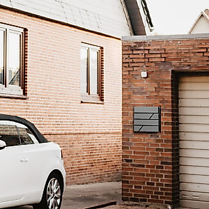 Yoocabinet Mailbox Wall Mount,Large Capacity Locking Mailbox for Outside,Galvanized Steel Cover and Rust-Proof Metal Post Box with Newspaper Holder,14.6"x14.6"x4.3" Silver,MD025S