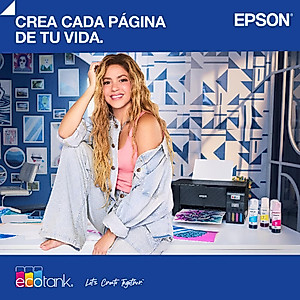 Epson EcoTank ET Series Wireless Color Inkjet All-in-One Supertank Printer, Borderless Photo Printing, Print Scan Copy, Voice Activated - 10.5 ppm, Ethernet, White