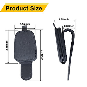 Yuoyar 2 Packs Sunglasses Holders for Car Visor - Magnetic Leather Sunglasses Holder and Ticket Card Clip - Car Visor Accessories (Black)