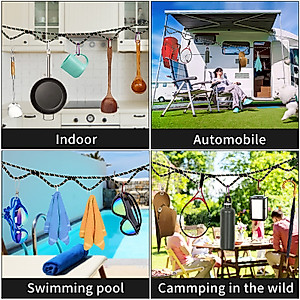 Roptat Campsite Storage Strap with 12 PCS Buckles&6 Clothes Pins Clothesline Hanging Gear for Tent Campers Car Camping Garden Supplies Family RV Trailer Hanging Gear (with Buckles)